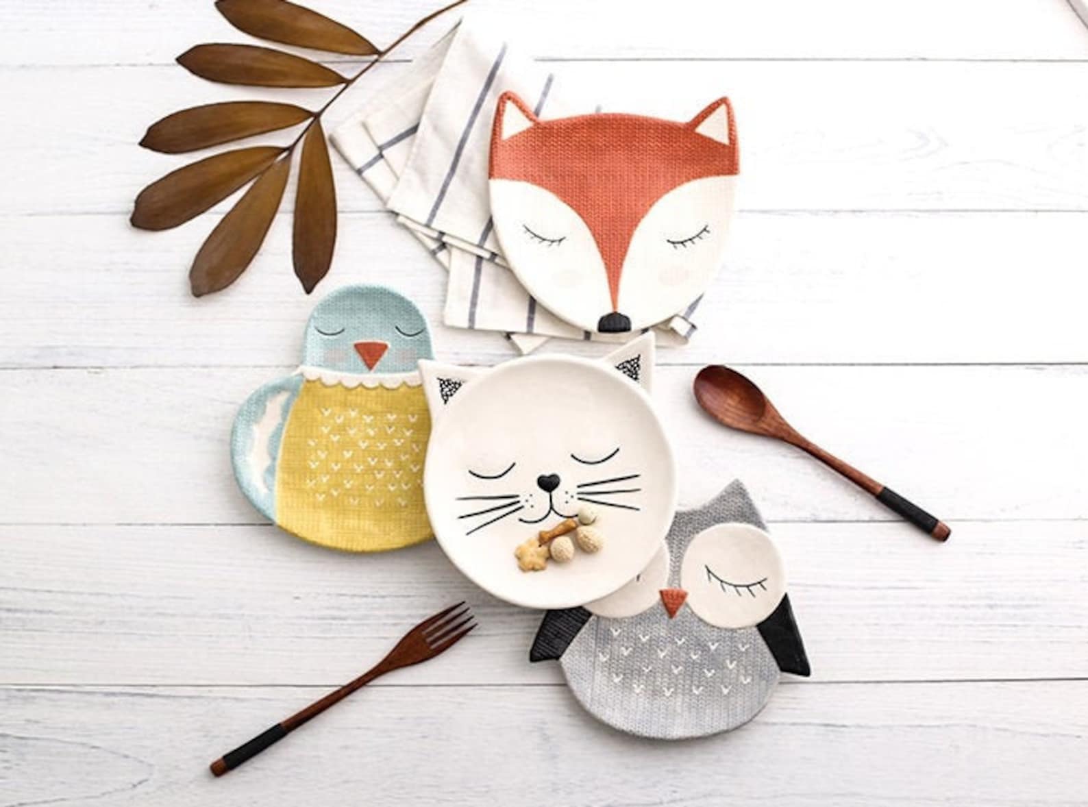 Winter Woodland Animals Ceramic Dishes Home Children's - Etsy