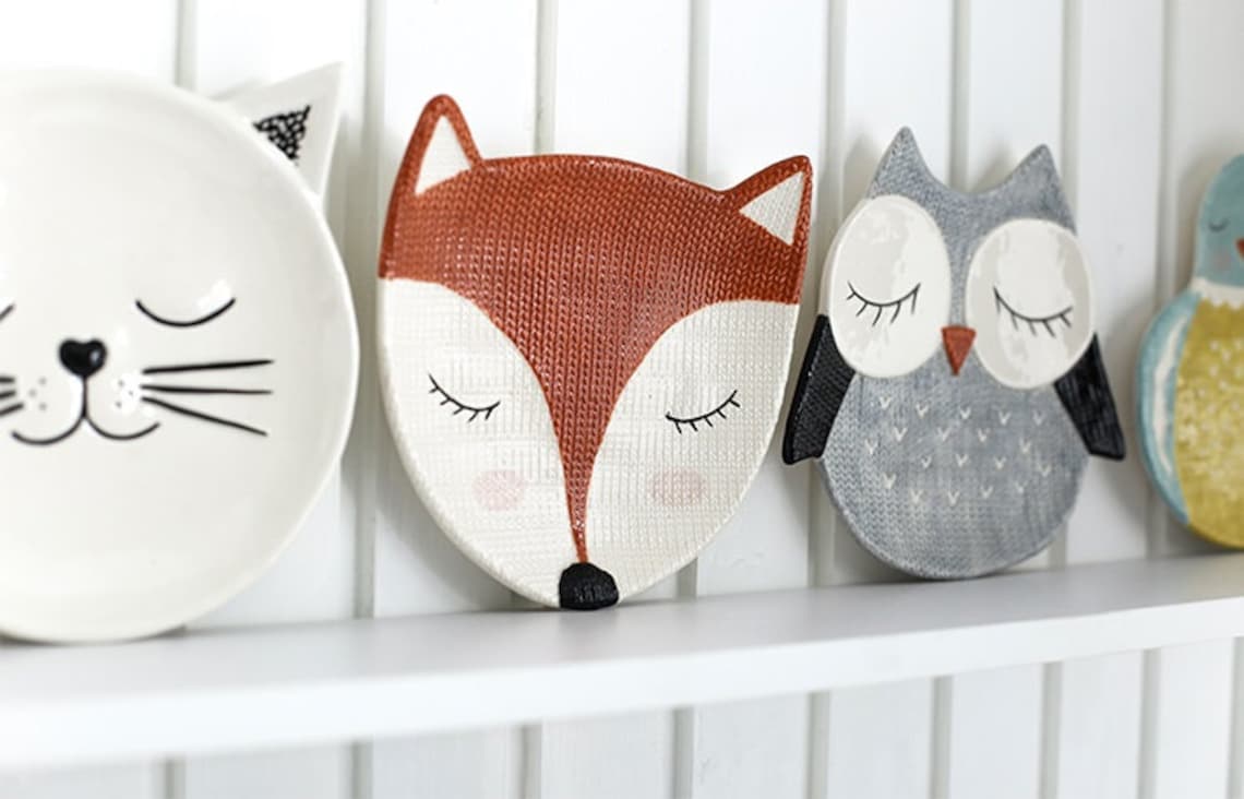 Winter Woodland Animals Ceramic Dishes Home Children's - Etsy