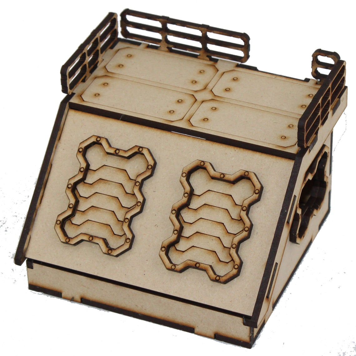 Laser Cut 28mm MDF Terrain: Sector 38 - 4" X 4" Slantback Hab Housing ...