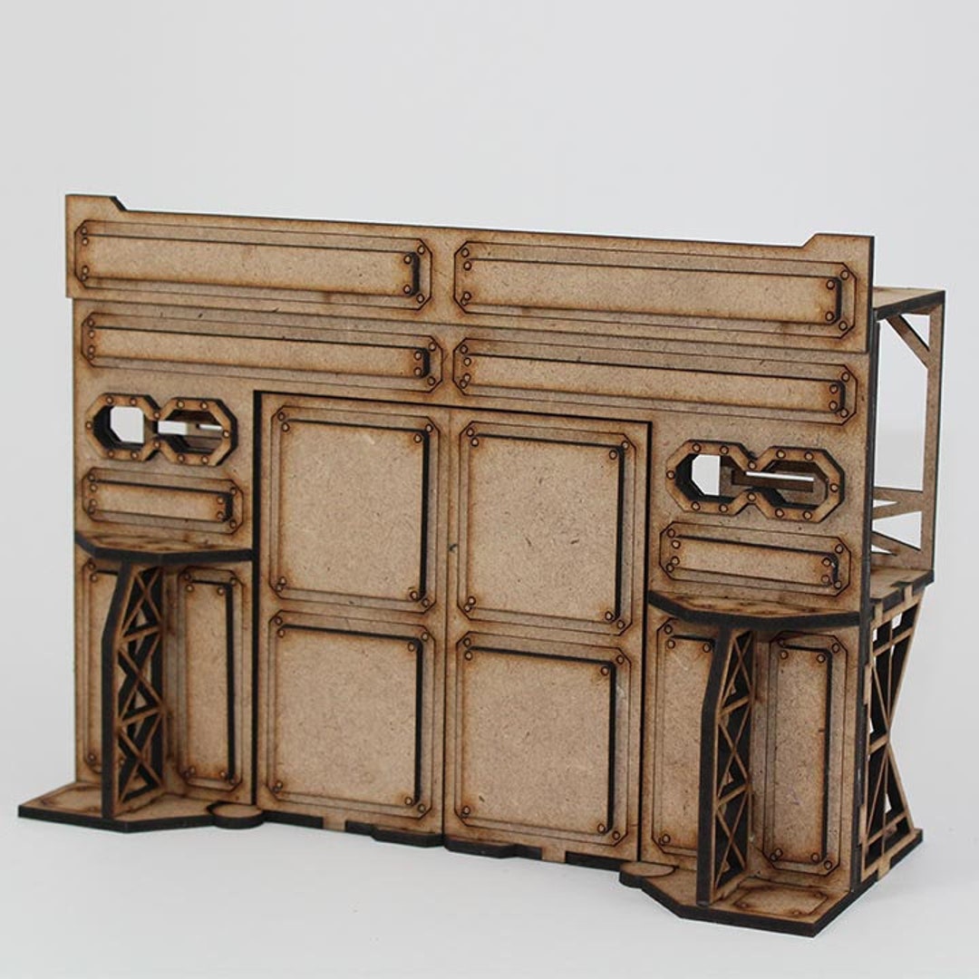 Laser Cut 28mm MDF Terrain: Sector 38 Fortress - Wall With Vehicle Gate ...