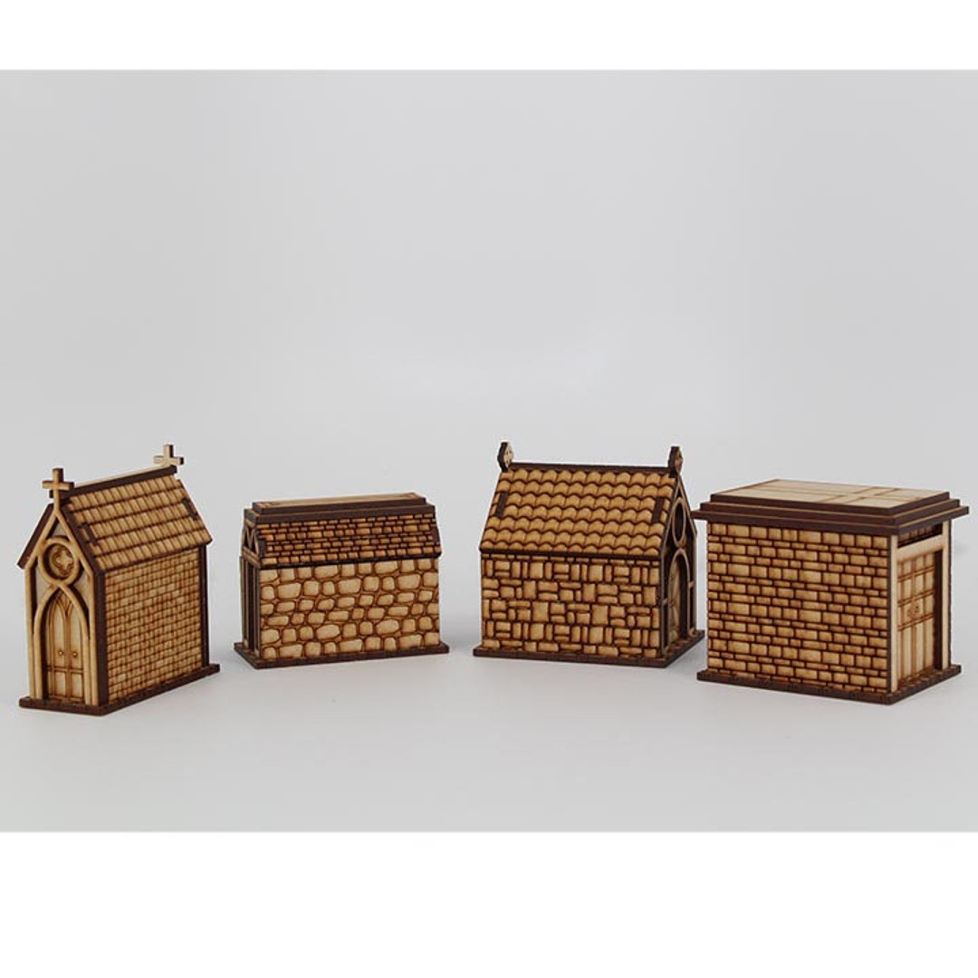 Laser Cut 28mm MDF Terrain: Battlefield Accessories - Crypt (set of 4 ...