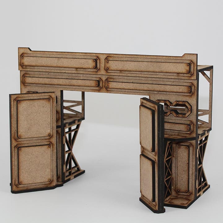 Laser Cut 28mm MDF Terrain: Sector 38 Fortress - Wall With Vehicle Gate ...