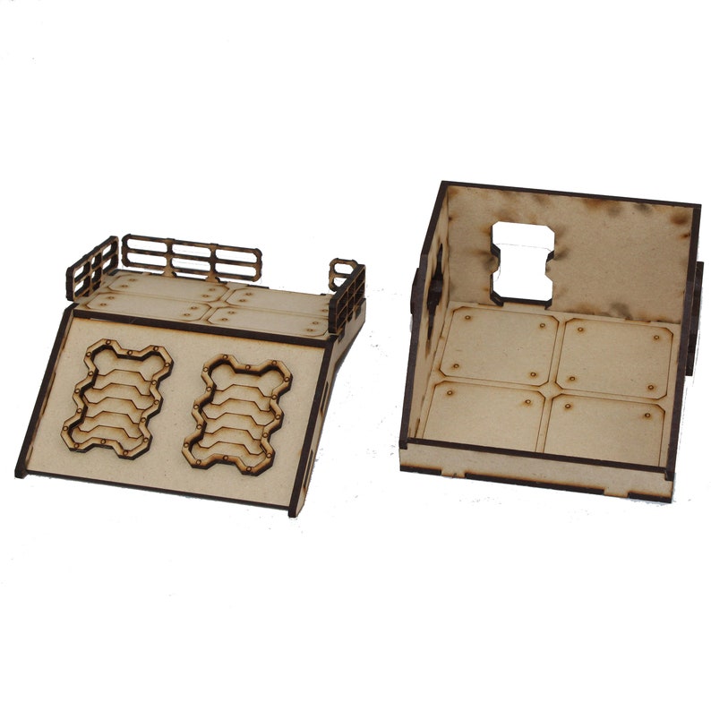 Laser Cut 28mm MDF Terrain: Sector 38 - 4" X 4" Slantback Hab Housing ...