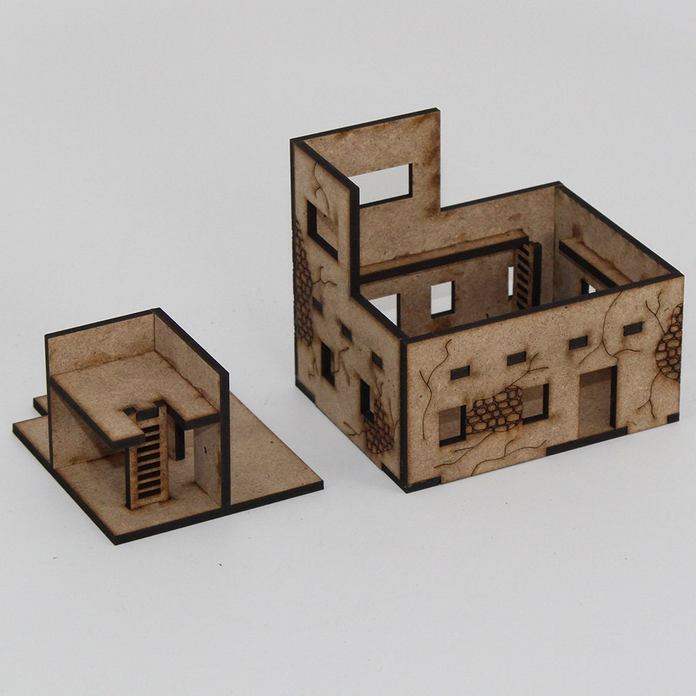 Laser Cut 15mm MDF Terrain: 15mm North Africa - Tobruk, House of Al ...