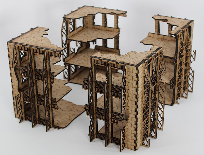 Laser Cut 28mm MDF Terrain: City Center Ruinscape Ares Industries HQ ...
