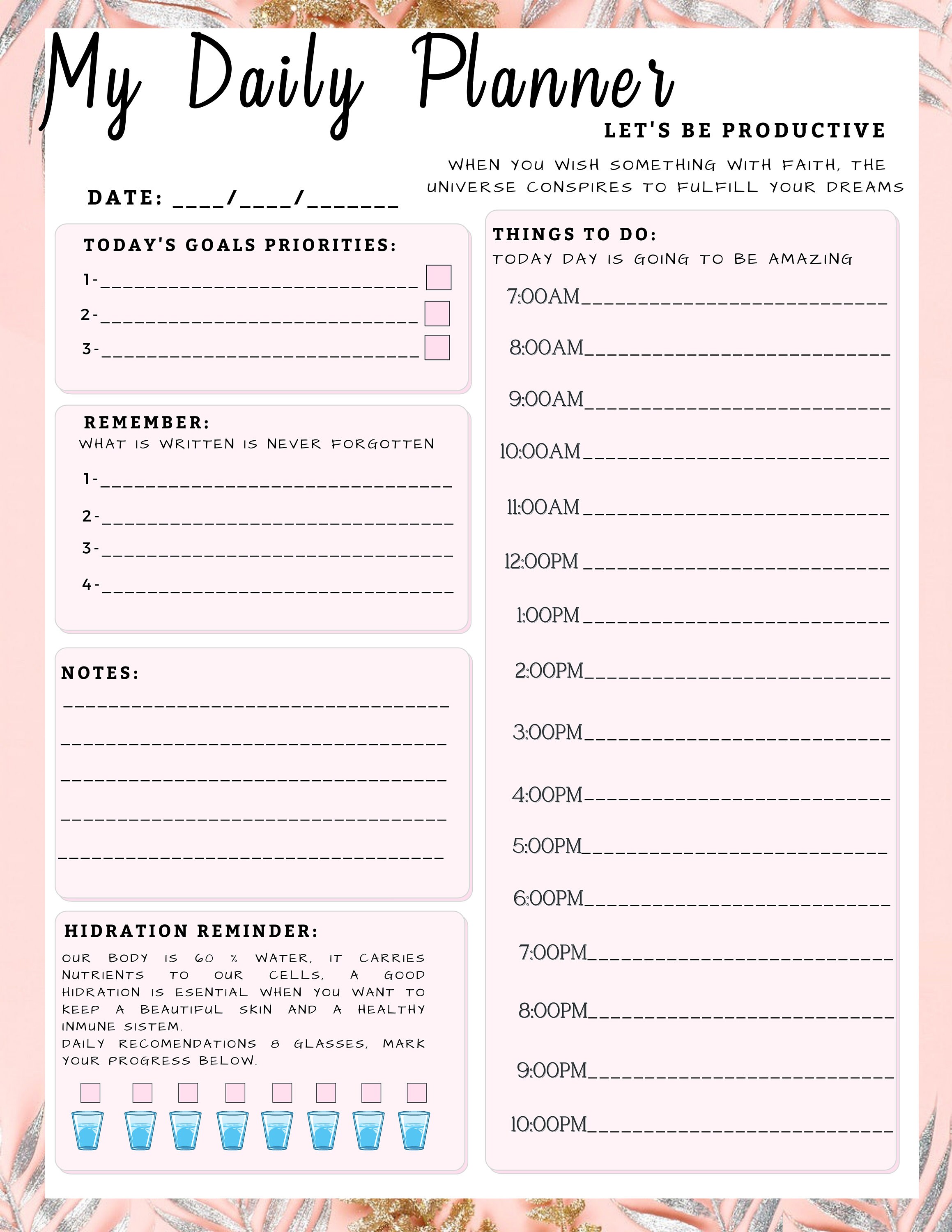 Daily Organizer Planner/ Printable Daily Undated/ Printable Daily ...