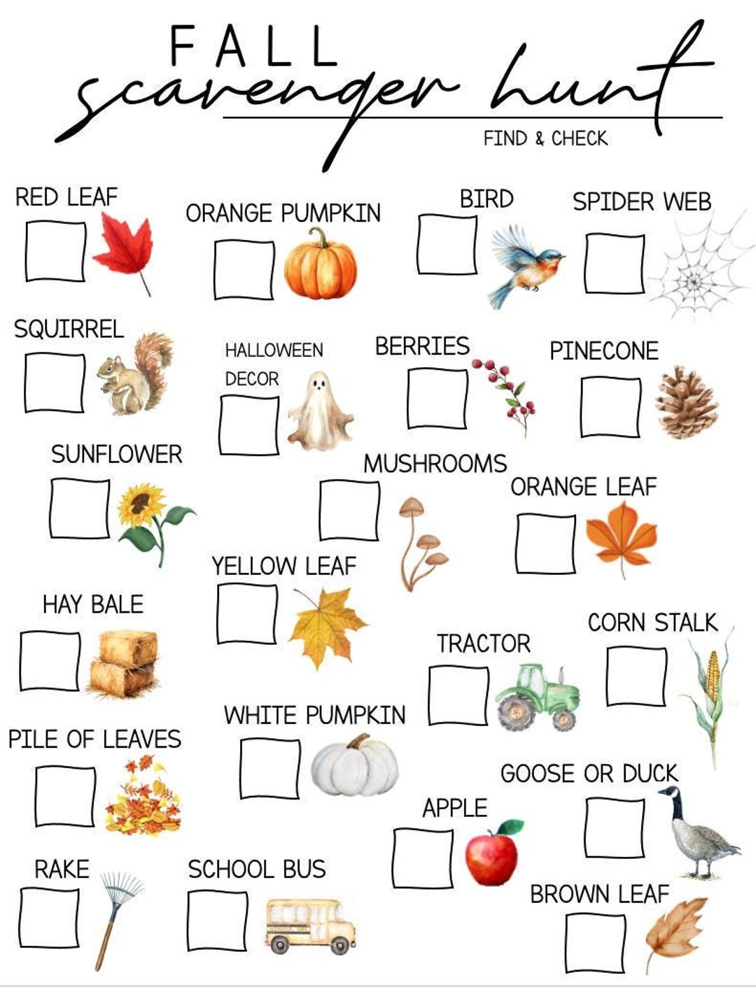 Fall Scavenger Hunt, Autumn, Science, Seasons, Nature - Etsy