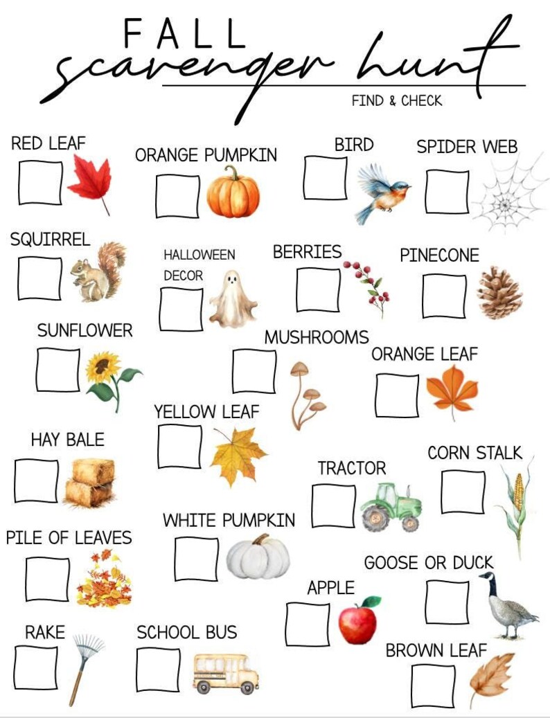 Fall Scavenger Hunt, Autumn, Science, Seasons, Nature - Etsy