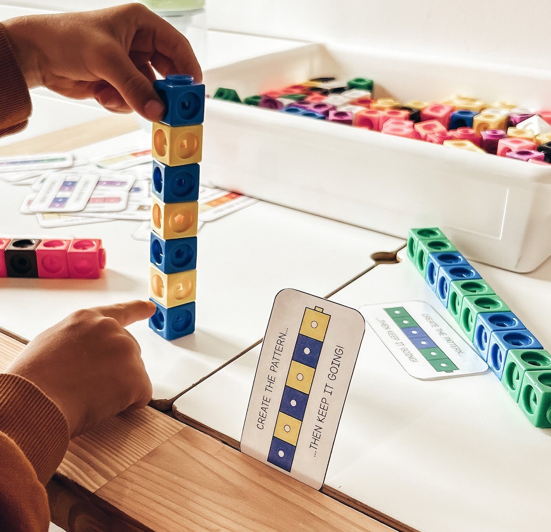 Snap Cubes Pattern Cards Math Activity Building Cubes Etsy 