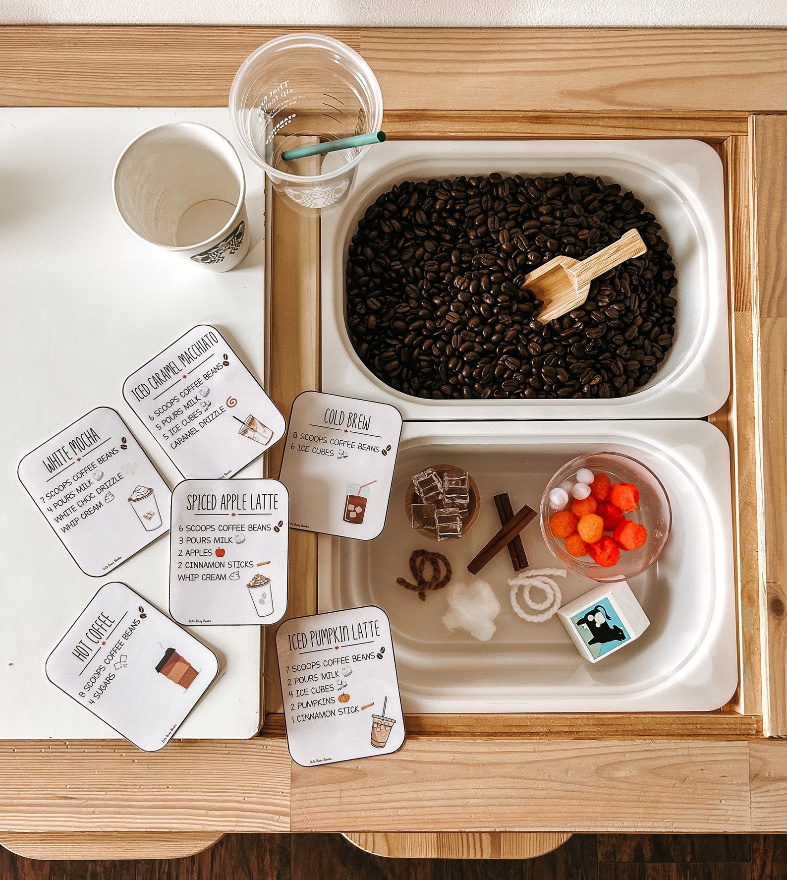 Coffee Recipe Cards, Fall Sensory Bin, Pumpkin, Apple, Autumn, Coffee ...