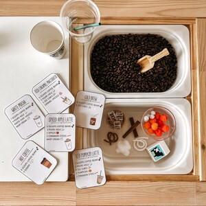 Coffee Recipe Cards, Fall Sensory Bin, Pumpkin, Apple, Autumn, Coffee ...