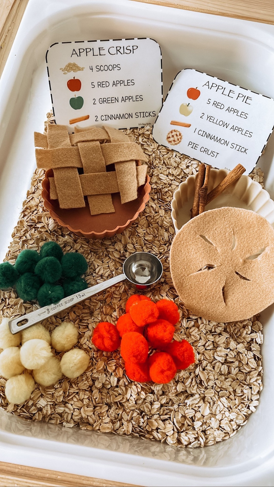 Apple Pie & Apple Crisp Sensory Bin Cards for Toddlers, Fall Activity ...