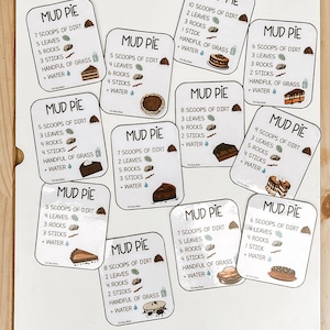 MUD KITCHEN CARDS, Mud Pie, Recipe Cards, Learning, Math, Numbers ...