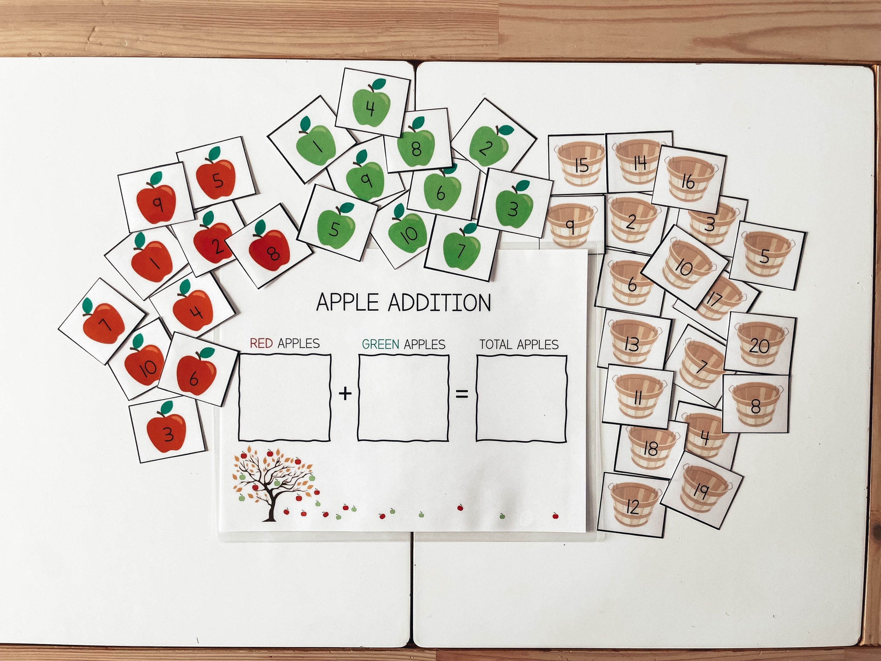 Apple Addition, Math, Toddler Learning Activity, Numbers, Fall, Pom ...