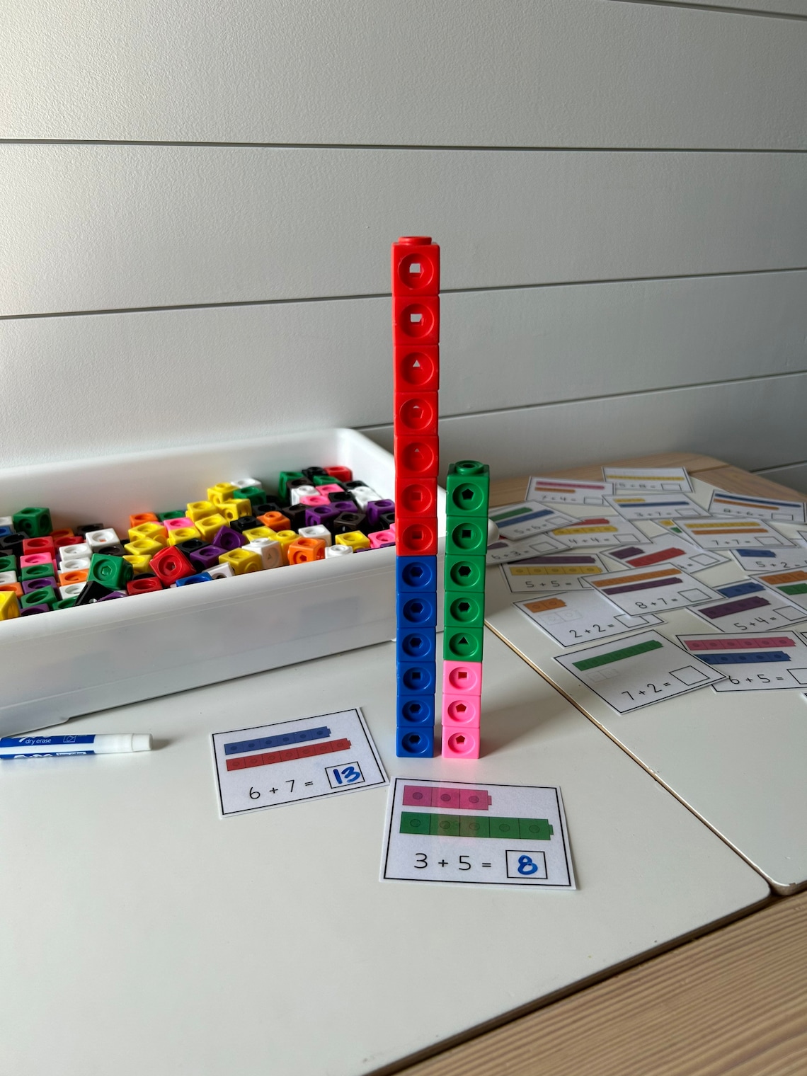 Snap Cubes Math Addition Cards, Adding, Numbers, Comparing, Toddler ...