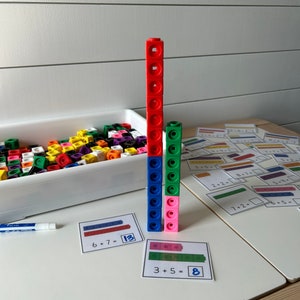 Snap Cubes Math Addition Cards, Adding, Numbers, Comparing, Toddler ...