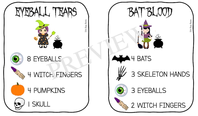 Witch Brew Cards Halloween Sensory Bin Toddler Spooky - Etsy