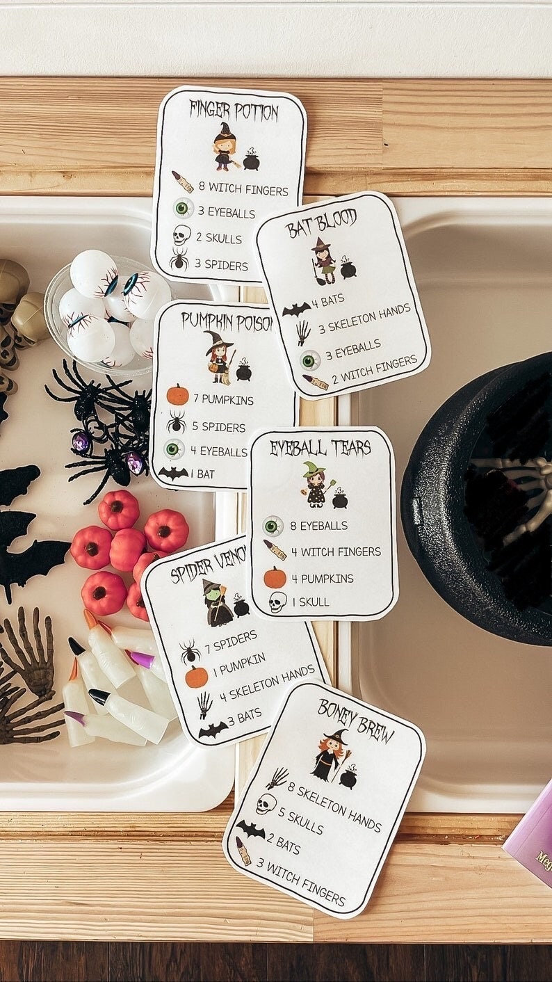 Witch Brew Cards Halloween Sensory Bin Toddler Spooky - Etsy