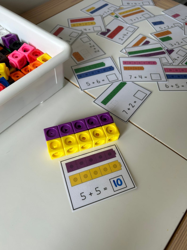 Snap Cubes Math Addition Cards, Adding, Numbers, Comparing, Toddler ...