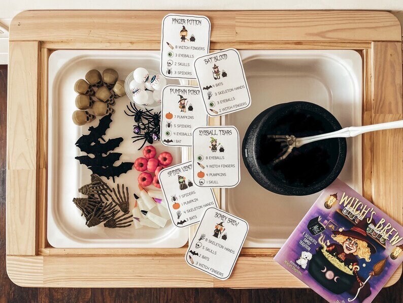 Witch Brew Cards Halloween Sensory Bin Toddler Spooky - Etsy