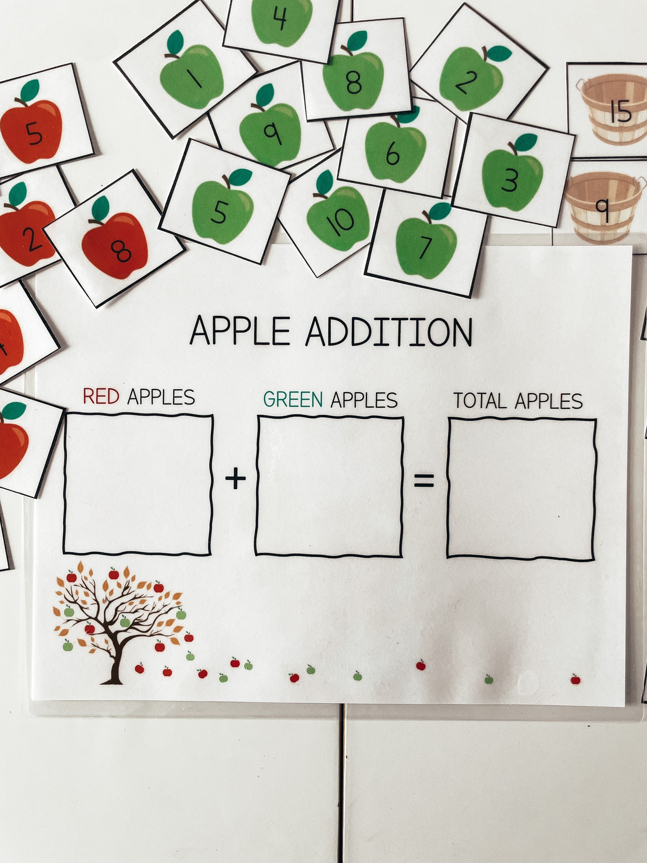 Apple Addition, Math, Toddler Learning Activity, Numbers, Fall, Pom ...