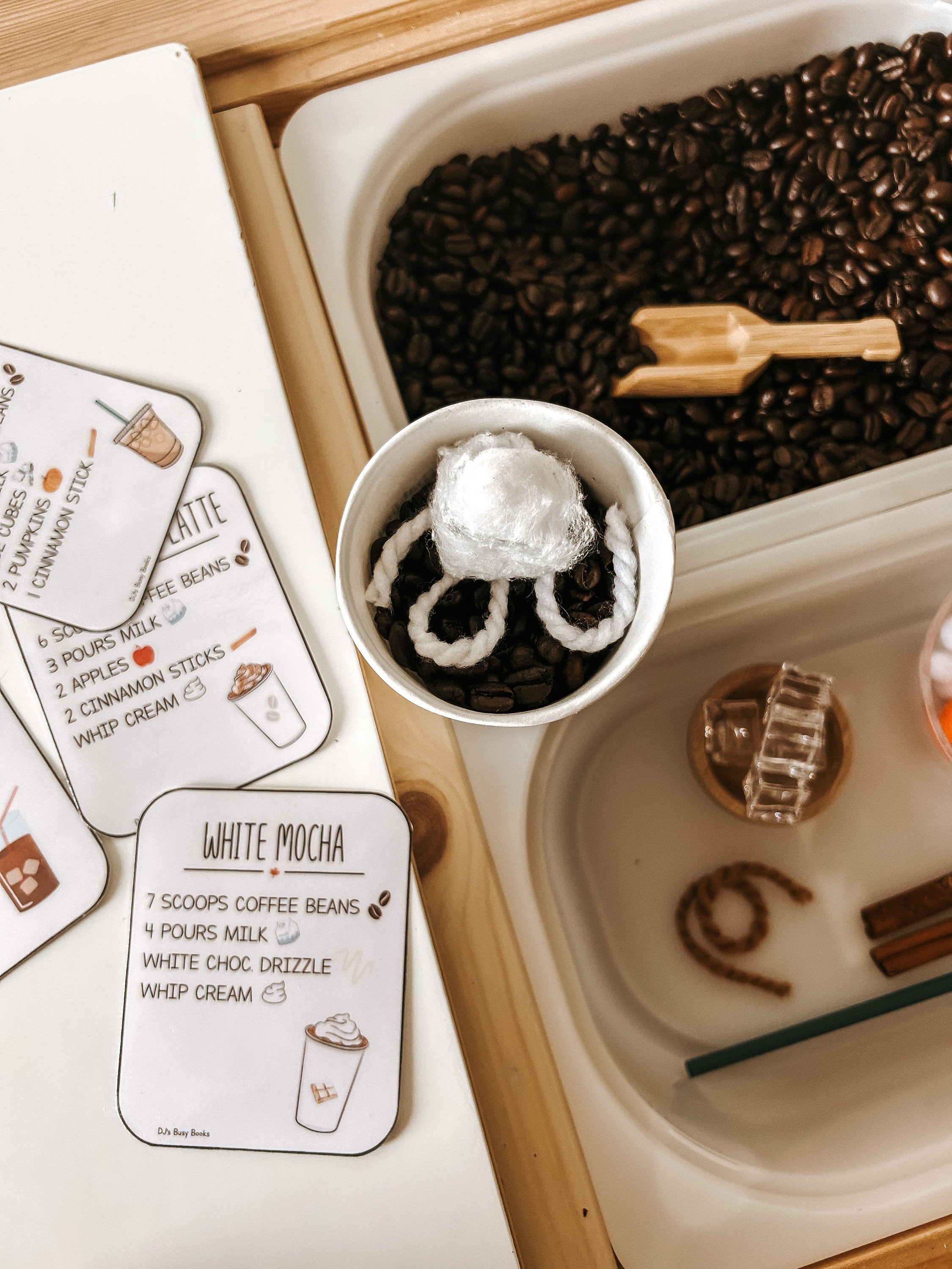 Coffee Recipe Cards, Fall Sensory Bin, Pumpkin, Apple, Autumn, Coffee ...