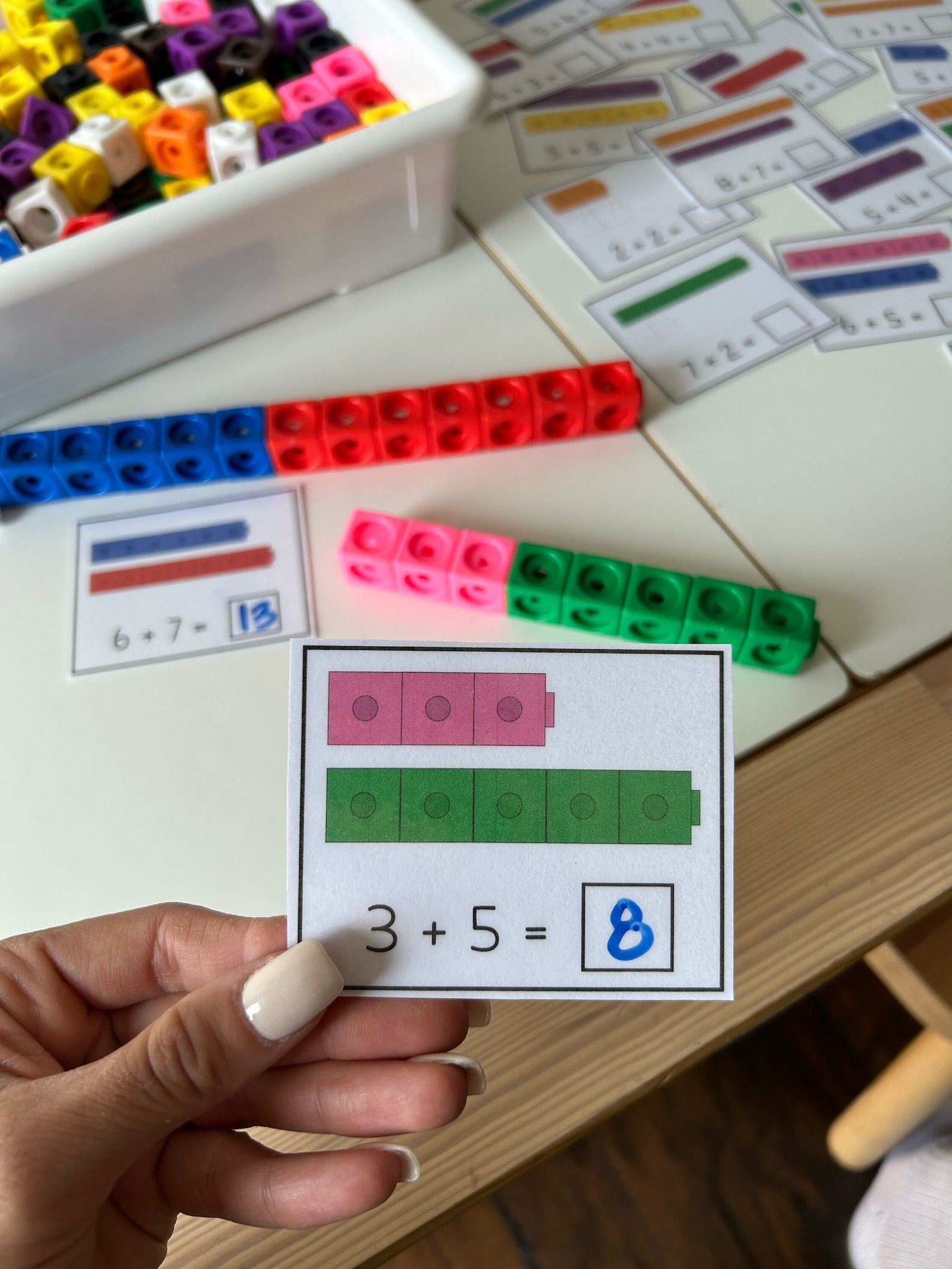 Snap Cubes Math Addition Cards, Adding, Numbers, Comparing, Toddler ...