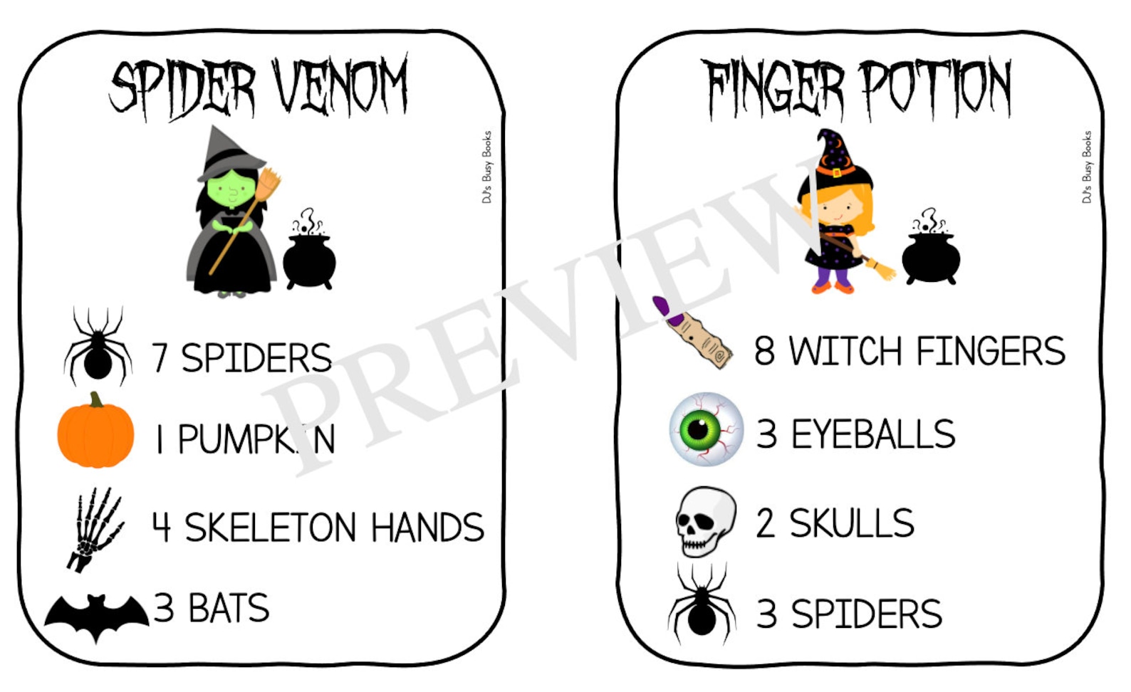 Witch Brew Cards Halloween Sensory Bin Toddler Spooky - Etsy