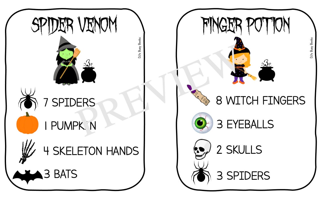 Witch Brew Cards Halloween Sensory Bin Toddler Spooky - Etsy