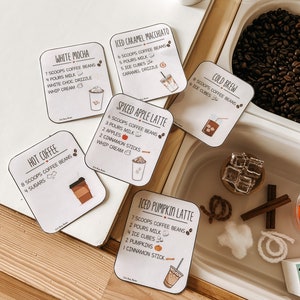 Coffee Recipe Cards, Fall Sensory Bin, Pumpkin, Apple, Autumn, Coffee ...