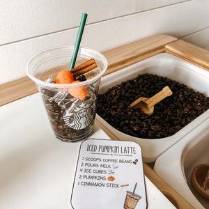 Coffee Recipe Cards, Fall Sensory Bin, Pumpkin, Apple, Autumn, Coffee ...
