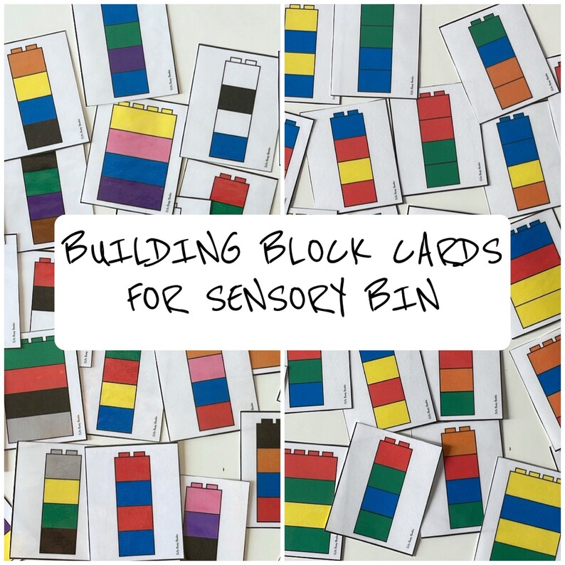 Building Blocks Cards for Sensory Bin Toddler Activity - Etsy
