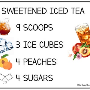 Iced Tea Recipe Cards, Sensory Bin, Sensory Play, Summer Learning - Etsy