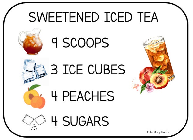 Iced Tea Recipe Cards, Sensory Bin, Sensory Play, Summer Learning - Etsy