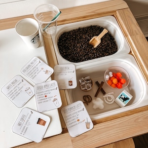 Coffee Recipe Cards, Fall Sensory Bin, Pumpkin, Apple, Autumn, Coffee ...