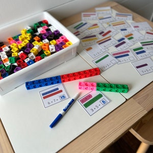 Snap Cubes Math Addition Cards, Adding, Numbers, Comparing, Toddler ...