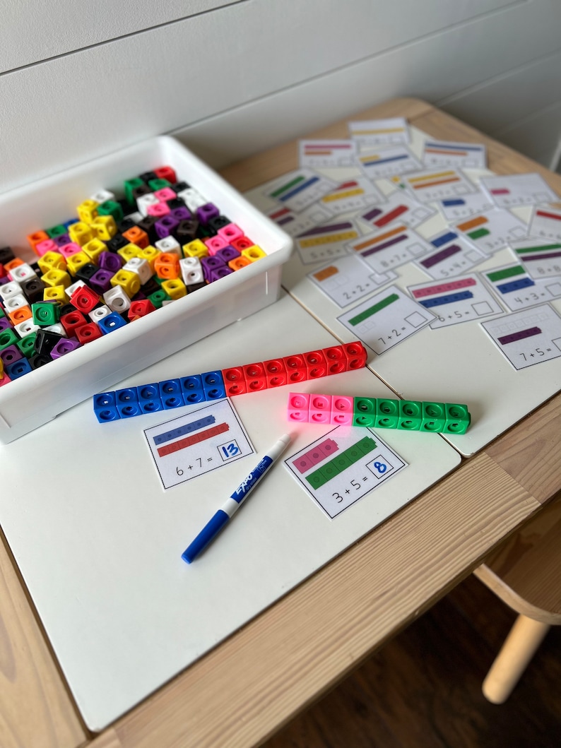 Snap Cubes Math Addition Cards Adding Numbers Comparing - Etsy