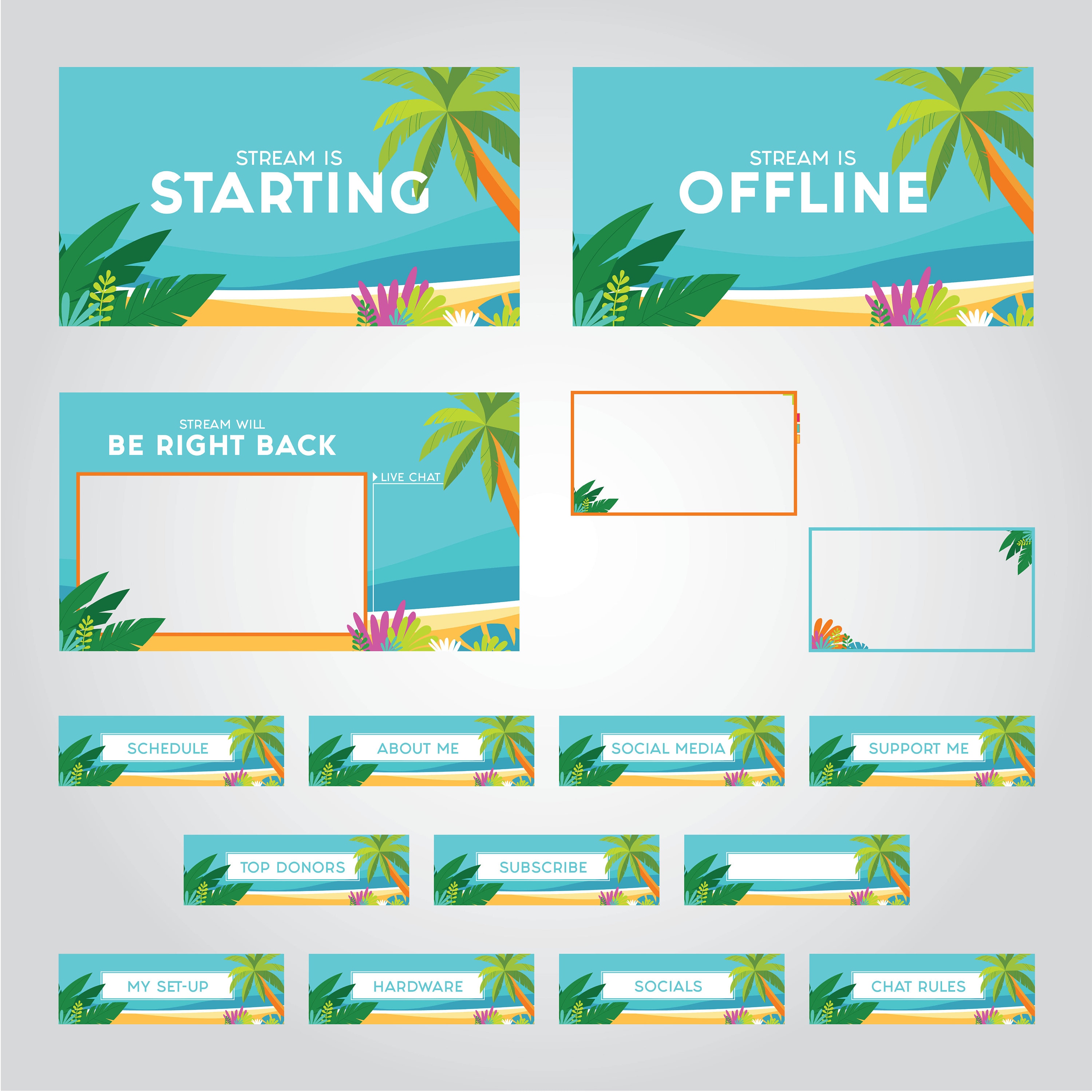 Twitch Overlay Package for Streamers - Tropical - Etsy