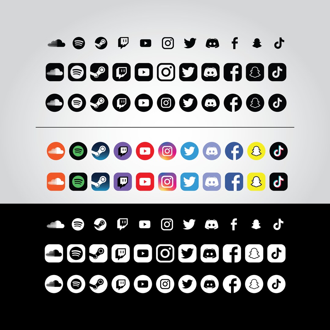 Basic Social Media Icons for Streamers 8 Sets - Etsy