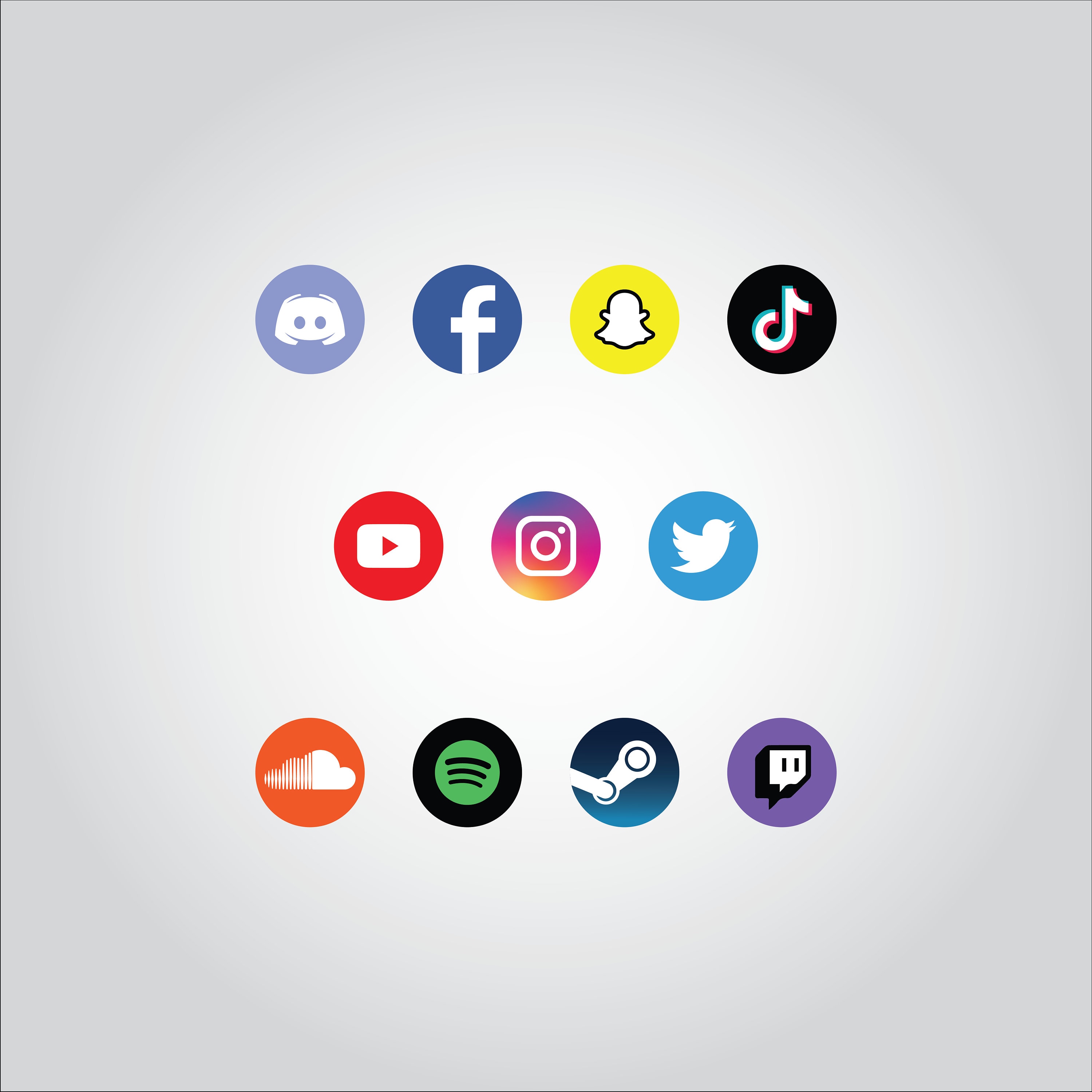 Basic Social Media Icon Set (for Streamers) - Colored & Round - Etsy