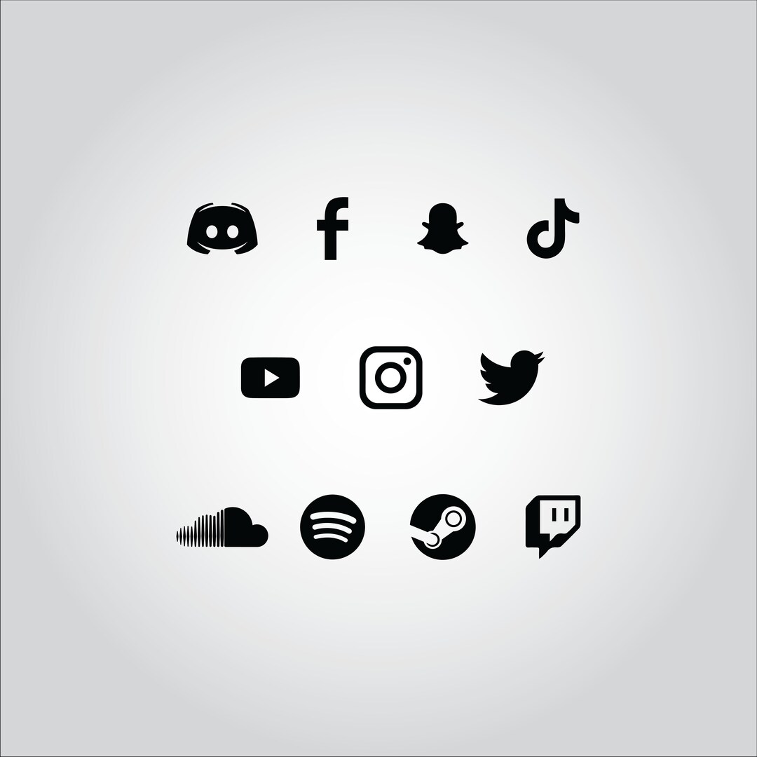 Basic Social Media Icon Set (for Streamer) - Black - Etsy