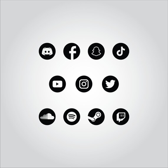 Basic Social Media Icon Set for Streamers Black & Round - Etsy