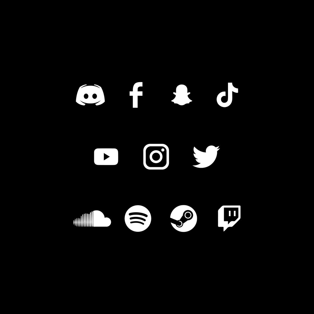 Basic Social Media Icon Set (for Streamers) - White - Etsy