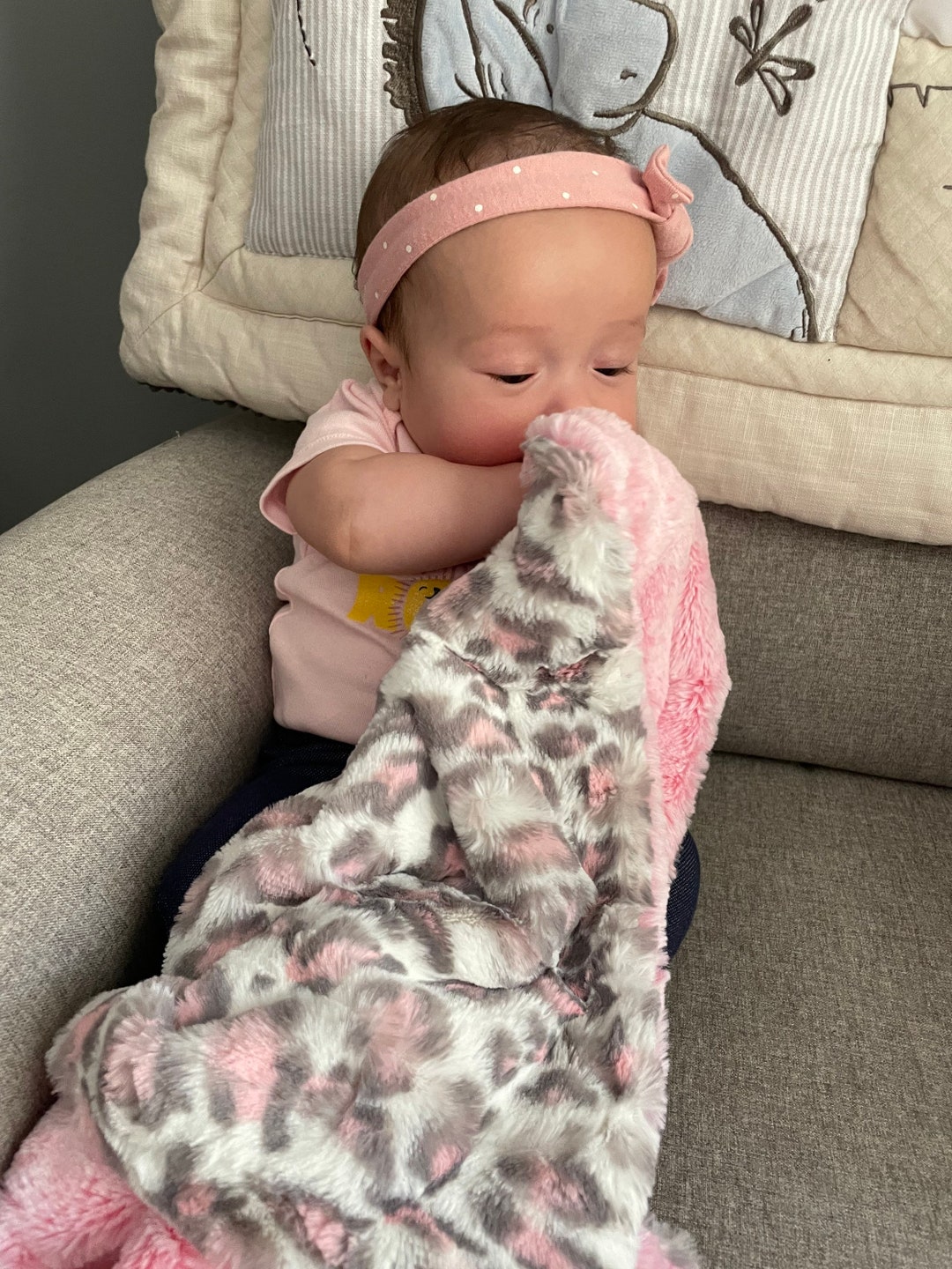 Handmade Minky Baby Lovey: Pink Leopard Security Blanket (17x17 Inches ...