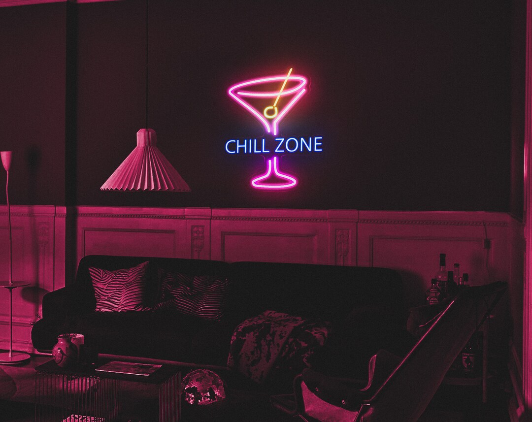 Chill Zone Bar Custom Neon Sign Girl Sweet Сocktail Home Decoration LED ...