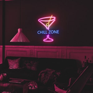 Chill Zone Bar Custom Neon Sign Girl Sweet Сocktail Home Decoration LED ...