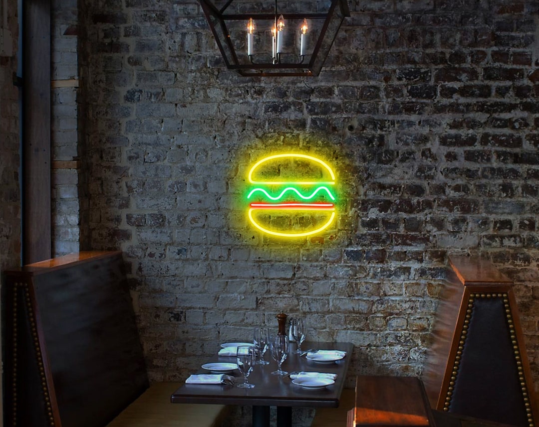Food Hamburger LED Sign Tacos Burger Home Kitchen Decor Custom Neon ...