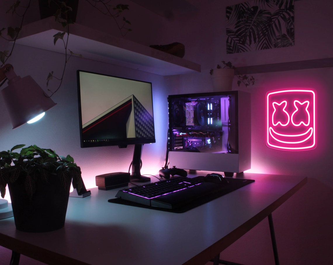 DJ Music LED Marshmello Helmet LED Neon Home Decoration Custom - Etsy