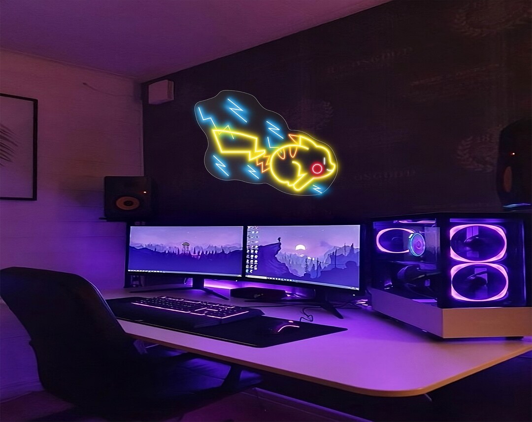 Thunder Pikachu LED Cute Anime Neon Sign Pikachu Design Home LED Custom ...