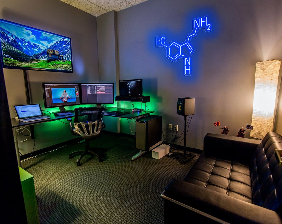 Serotonin LED Neon Sign Cute Serotonin Molecule Design Home LED Decor ...